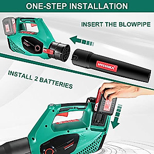 HYCHIKA 40V Cordless Leaf Blower Brushless,453CFM 131MPH Variable Speed 22500RPM,Electric Leaf Blower+2PCS 4.0Ah Li-ion Batteries & Charger,Handheld Sweeper for Blowing Leaves,Dust,Debris,Snow Blower