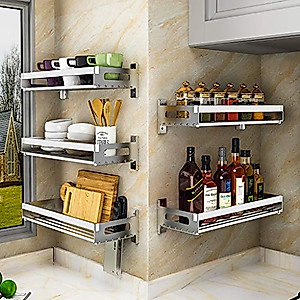 DRNKS Kitchen Wall Shelf Bathroom Wall Hanging 304 Stainless Steel Punch Free Wall-Mounted Household Multifunctional Seasoning Shelf Suitable for Kitchen ( Size : 30cm )