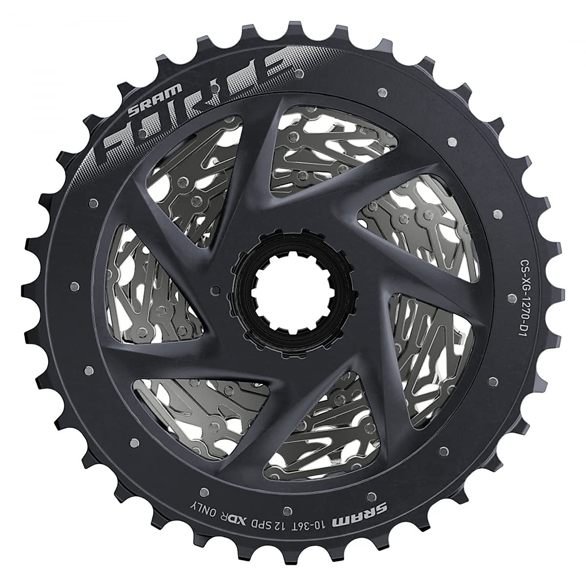 SRAM Force AXS XG-1270 Cassette - 12-Speed, 10-36t, Silver, For XDR Driver Body, D1