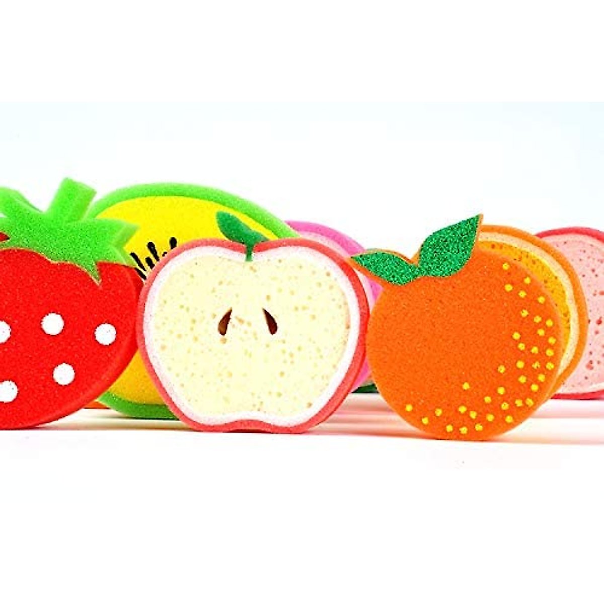 Prasa Scrub Sponge, Multi-Use Cute Fruit Pattern Sponges Scrubber Bath Cleaning Sponges Scrubbing Sponges Use for Bathroom & More(random-10pcs)