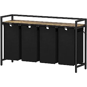 Lifewit Laundry Hamper 4 Section, 168L Pull out Laundry Clothes Basket Organizer with Large Top Shelf and 4 Removable Bags and Handles, Laundry Sorter for Laundry Room Bedroom Bathroom Dorm, Black