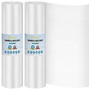 BALEINE Shelf Liner Drawer Liner, 17.25 in x 20 Ft BPA Free Cabinet Liner Non-Toxic Non-Slip Washable Oil Resistant Kitchen Liners (17.25''x20', 2 Roll)