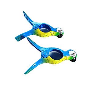 C&H Solutions Blue Parrot Flip Style Beach Towel Clips Jumbo Size for Beach Chair, Cruise Beach Patio, Pool Accessories for Chairs, Household Clip, Baby Stroller