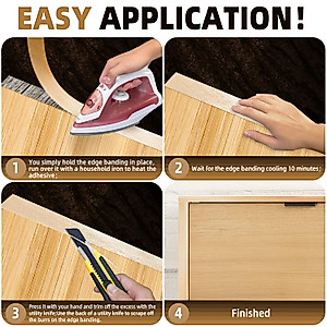 GSCIT Club Birch Edge Banding Trimmer, 1/2 inch x 10ft roll of Veneer Edge Banding -Pre-glued Flexible, Real Wood Tape Banding for Cabinet Repair Furniture Restoration