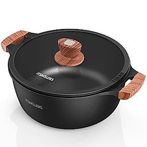 ITSMILLERS Nonstick Stock Pot,6.5 Qt Elegant Aluminum Ceramic Casserole with Pour Spout Lid, Induction Bottom