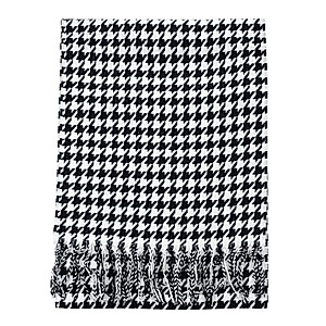 D&Y Unisex Classic Softer Than Cashmere Chevron Fringe End Scarf, Black/White