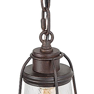 KSANA Farmhouse Pendant Lighting, Mini Rustic Hanging Light Fixture with Seeded Glass Shade for Kitchen Island, Foyer, Hallway, Bedroom and Entryway, Bronze