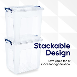 Superio Clear Storage Boxes with Lids, Plastic Container Bins for Organizing, Stackable Crates, BPA Free, Non Toxic, Odor Free, Organizers for Home, Office, School, and Dorm,12 Qt, 6 Pack