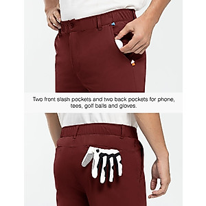 Rdruko Men's Work Shorts Stretch Dry Fit Golf Dress Sports Shorts(Wine Red, US 36)