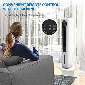 Evaporative Air Cooler Air Conditioner Portable with Remote Control, 50 Degree Oscillation, 3 Speeds & Adjustable Modes, 15 Hour Timer with Ice Packs for Home Office School Outdoor