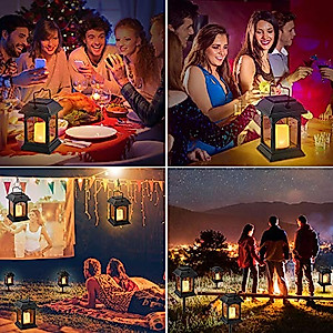 Solar Lanterns Outdoor Hanging Solar Lights, ANDEFINE Decorative Solar Lawn Lamp Flickering Candle Effect Light with Stake for Garden/Patio/Yard/Table/Umbrella/Landscape (4 Pack)