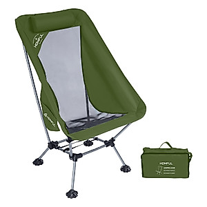 HITORHIKE Camping Chair with Nylon Mesh and Comfortable Headrest Ultralight High Back Folding Portable Compact for Camping, Hiking, Backpacking, Picnic, Festival, Family Road Trip(Green)