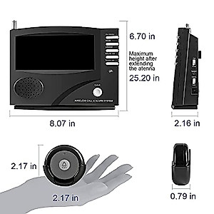 SYNLETT Wireless Calling System Nurse Call System Caregiver Pager for Restaurant Clinic Nursing Home 11 Languages 3 Alert Tones, 10 Call Buttons and 1 Monitoring Unit for Patients Seniors Customer