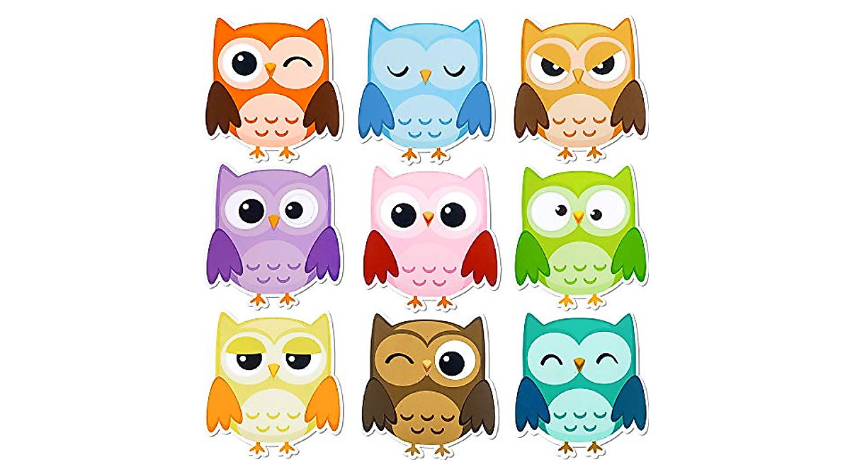 Colorful Owls Cutouts for Classroom & Party Decor