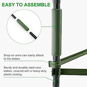 GROWNEER 3 Packs Plant Cages Assembled Tomato Garden Cages Stakes Vegetable Trellis, with 3Pcs 10 Gallon Grow Bags, 9Pcs Clips and 328Ft Twist Tie, for Vertical Climbing Plants