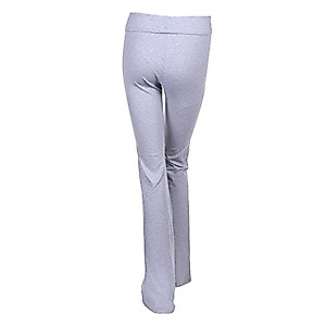 T Party Thick Cotton Yoga Pants with Fold Over Waistband, Large, Heather Gray