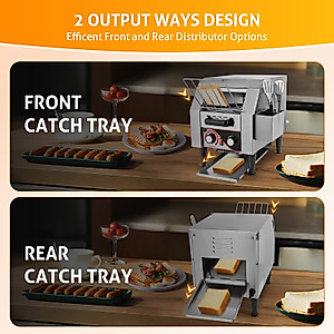 WICHEMI Commercial Conveyor Toaster, 150 Slices/Hour Heavy Duty Stainless Steel Commercial Toaster Oven Electric Restaurant Toaster 1300W Electric Conveyor Belt Toaster for Toast Bun Bagel Bread