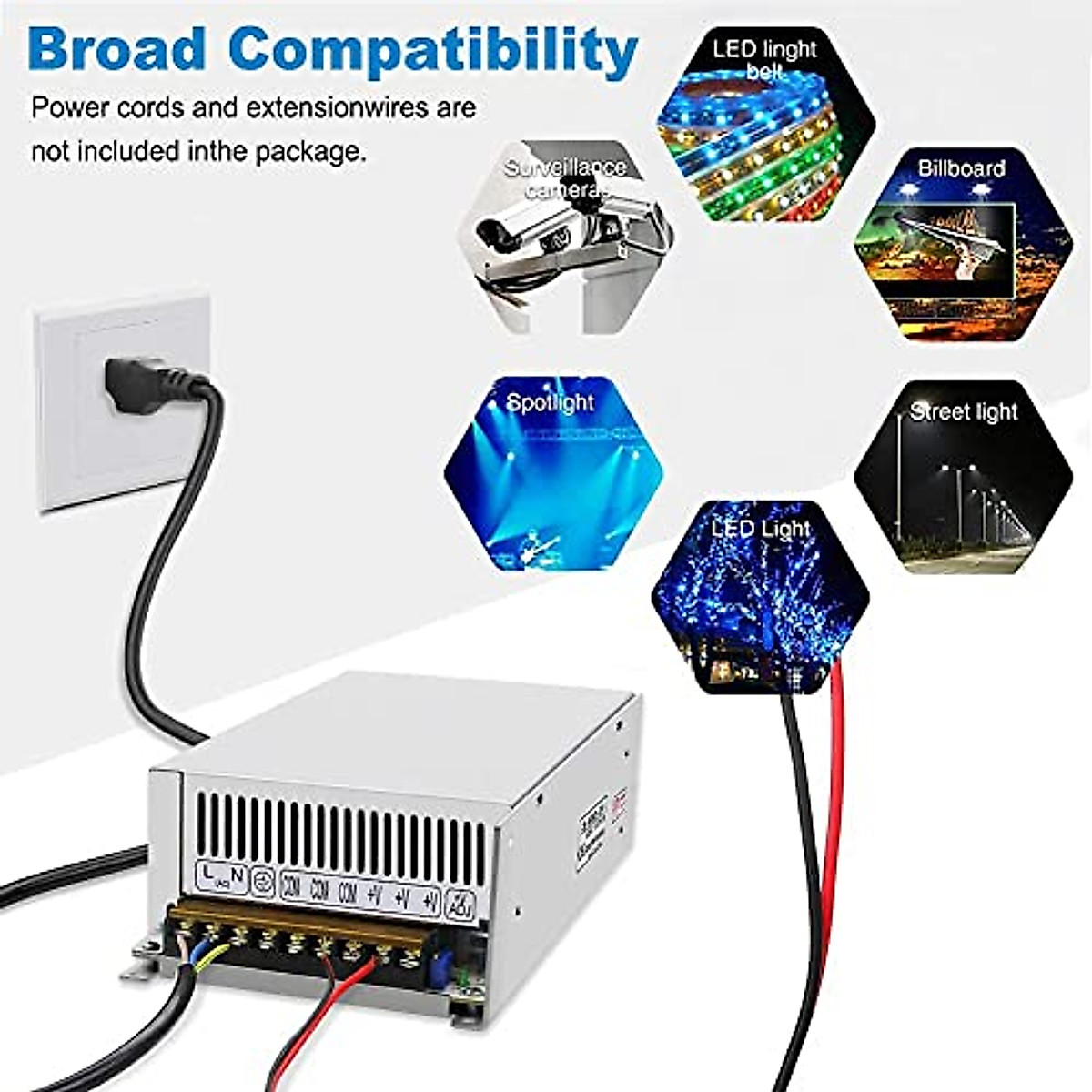 EAGWELL 48V 1200W DC Universal Regulated Switching Power Supply, 25A, 96-130V AC to DC 48 Volt LED Driver, Converter, Transformer for LED Strip Light, CCTV, Computer Project, 3D Printer