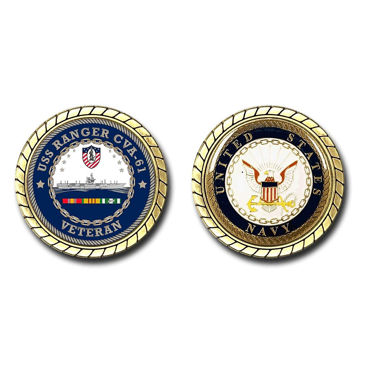 USS Ranger CVA-61 Vietnam Service Challenge Coin - Officially Licensed
