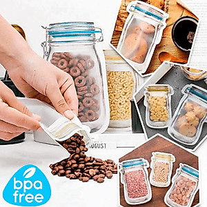 Hubosale Ziplock Bags, Hubosale Food Storage Bags, Reusable Mason Bottle Ziplock Bags Hubosale, Food Storage Plastic Bags Multi-size Leak Proof Zipper Bags for Kitchen Camping Travel Office