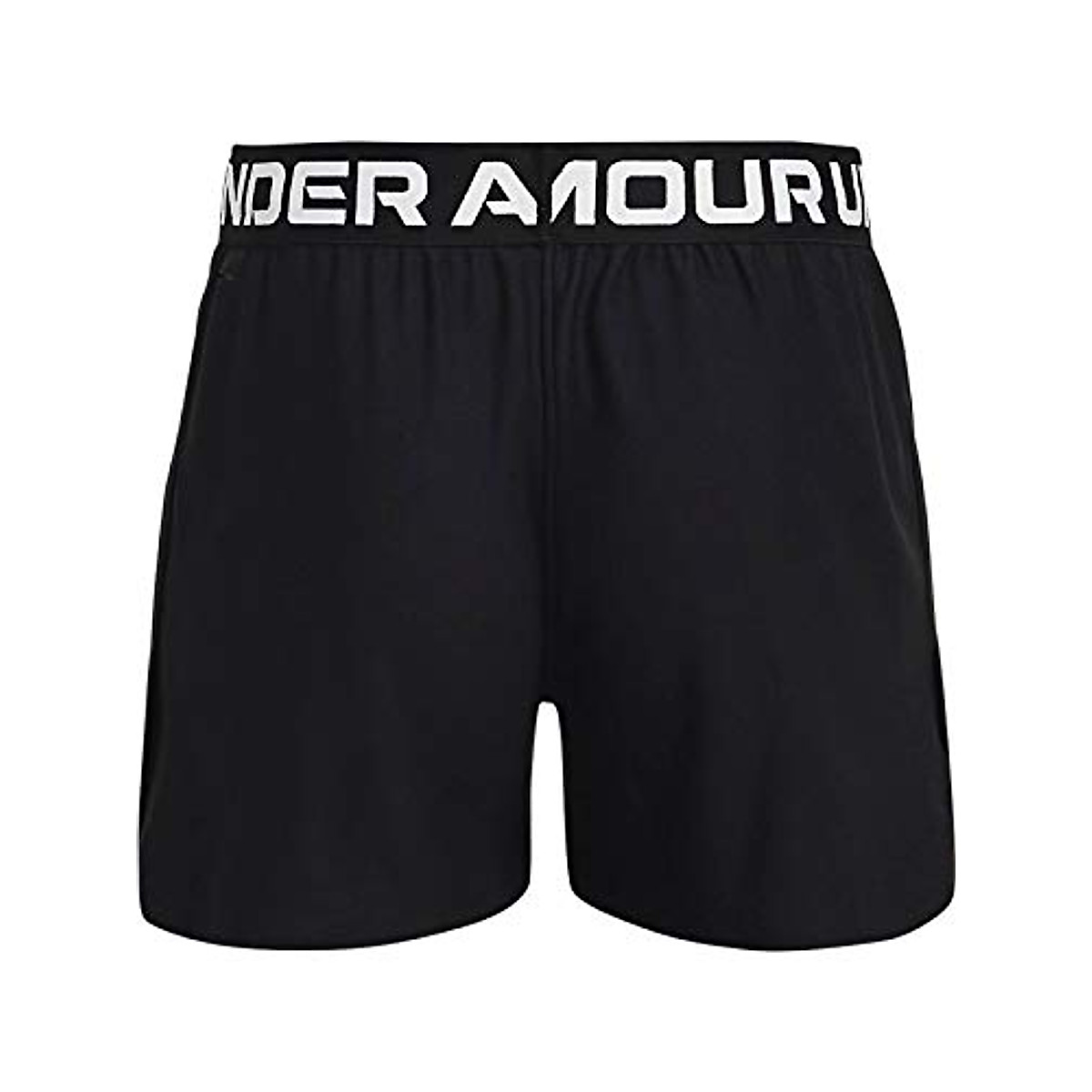 Under Armour Girls Play Up Solid Shorts , Black (001)/Metallic Silver , Youth Large