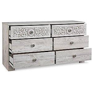 Signature Design by Ashley Paxberry Bohemian 6 Drawer Dresser with Carved Medallion Pattern, White