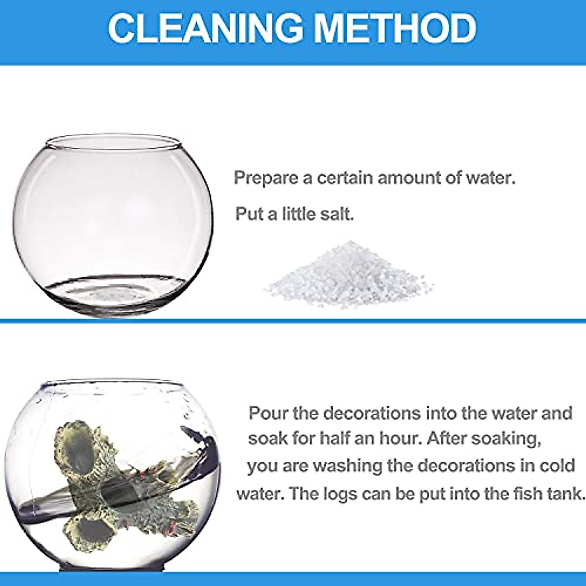 HERCOCCI Decaying Trunk Aquarium Betta Fish Ornament, Fish Tank Wood Decoration Resin Aquarium Log Cave Driftwood for Hideout Holes (3 Pack)