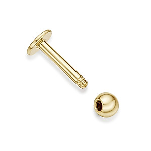Lavari Jewelers 16 Gauge Labret Monroe Style Ball Lip Ring Stud in 14k Yellow Gold Unisex