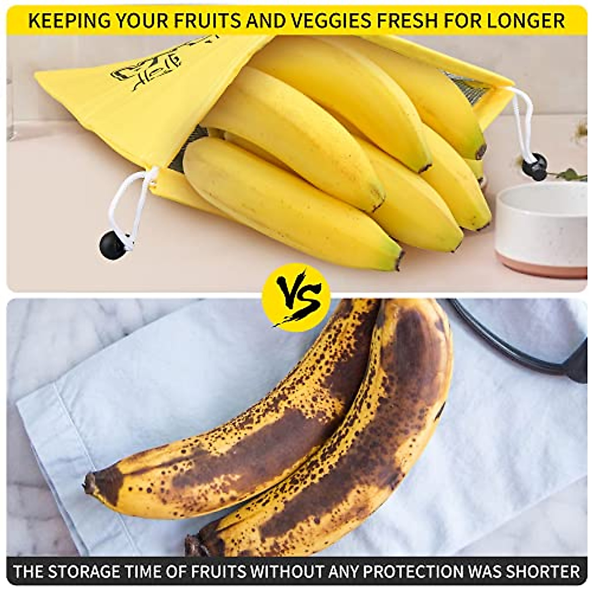 oJoKing Banana Storage Bag Extended Shelf Life，Keep Tt Longer Up To 2 Weeks Stop Food Waste，Washable Storage Bag Potato Sack Reusable Food Saver Bags Seed Sack Bags