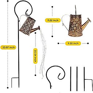 Solar Lights Outdoor Waterproof, Solar Watering Can Lights Garden Decor, Retro Metal Hanging Solar Lantern with String Lights, Outdoor Decorations for Porch Lawn Driveway Backyard Pathway（2 Pack）