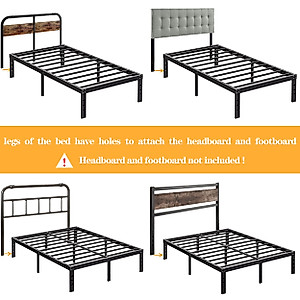COMASACH Full Size Bed Frame 16 Inch Tall Heavy Duty Metal Platform Bed Frame, Sturdy Steel Frame,Support up to 3500lbs,No Box Spring Needed,Noise-Free,Easy Assembly