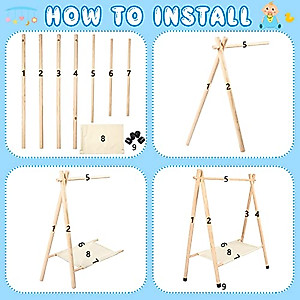 Queekay 2 Pcs Kids Clothing Rack 2 Size 20.5" x 11.8" x 29.5" & 31.5" x 13.8" x 31.5" Baby Clothes Rack Dress up Storage Wooden Clothes Organizer Child Garment Racks for Toddler Doll Dog