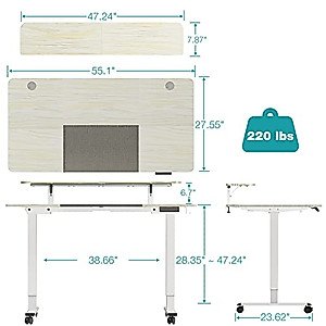 WOKA 55 x 28 Inch Dual Motor Electric Standing Desk, 2-Tier Height Adjustable Stand up Desk, Sit Stand Desk with Memory Controller, Adjustable Desks for Home Office, Motorized Desk with Splice Board