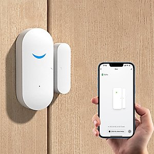 WiFi Door Sensor, Tuya Smart Door Window Sensor, Smart Window Sensor Real-time Alarm Compatible with Alexa Google Assistant,Home Security Door Open Contact Sensor for Business Burglar Alert (1 Pack)
