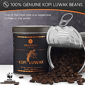 Cafés Granell Wild Civet Arabica Coffee Beans, Medium Roast Gourmet Indonesian Luwak Coffee Gifts, 100g