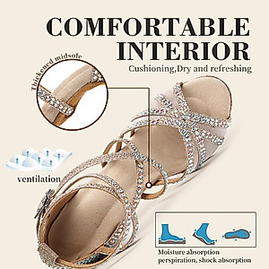 RUYBOZRY Women Latin Dance Shoes Rhinestones Ballroom Salsa Bachata Wedding Perfermence Dancing Shoes,YCL508-Gold-8.5,US 5