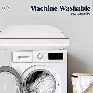 puredown Goose Down Feather Sleeping 100% Cotton Pillow Cover Down proof, Standard/Queen, Gusseted, Set of 2.