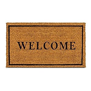 PLUS Haven Coco Coir Door Mat with Heavy Duty Backing, Welcome Doormat, 17”x30” Size, Easy to Clean Entry Mat, Beautiful Color and Sizing for Outdoor and Indoor uses, Home Décor