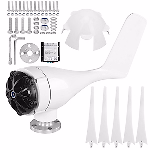 Wind Turbine Generator, 1600W 5 Blade Small Wind Turbine for Industrial Energy Equipment(12V-White),Dynamo