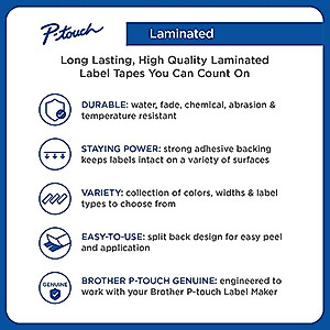 Brother Tzes241 Tze Extra-Strength Adhesive Laminated Labeling Tape, 3/4-Inch W, Black On White