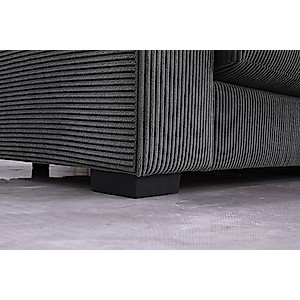 Oversized 3-Piece Right Facing Sectional Sofa Couches W/Ottoman for Living Room, 109.75-Inch L Shaped Corduroy Upholstered Convertible Sofa&Couch with Left Chaise Daybed and 6 Pillows