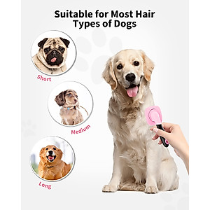 Glendan Dog Brush & Cat Brush- Slicker Pet Grooming Brush- Shedding Grooming Tools(Pink)