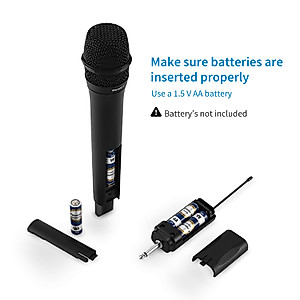 Moukey Wireless Microphone, Portable Dynamic Handheld Mic, Anti-Interference, Excellent Sound, VHF Karaoke Microphone, Wireless Mic for Party, Karaoke, Meeting, Wedding, Church, Stage & DJ, Black