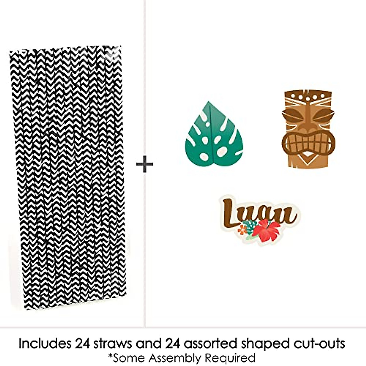 Big Dot of Happiness Tropical Luau - Paper Straw Decor - Hawaiian Beach Party Striped Decorative Straws - Set of 24