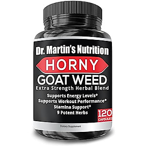 Super Strength 1590mg Horny Goat Weed 120 Capsules With Maca Arginine & Ginseng - Naturally Boost your Health, Workout Performance, Endurance & Energy, Joint Health For Men & Women (120C)