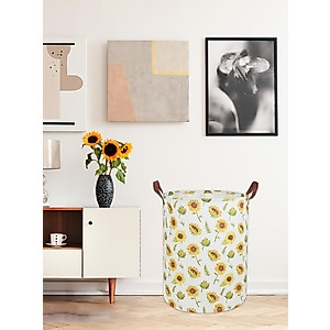 Sanjiaofen Girls Laundry Hamper,Sunflower Laundry Basket Collapsible Girls Storage Baskets for Home Decor,Office,Toy Organizer,(Sunflower)