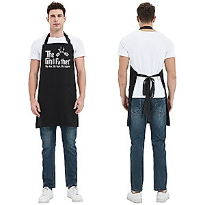 Kaidouma Funny Aprons for Men Dad with 2 Pockets - The Grillfather - Dad Birthday Gifts from Daughter Son - Father's Day Christmas Gift for Dad Chef Kitchen Bib Apron for Cooking, Grilling, BBQ