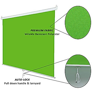 KHOMO GEAR Green Screen 84 x 84 inch - Extra Large Pull Down Projector Green Screen Backdrop - Durable Height-Adjustable - Multiple Hanging Options - Portable Collapsible Roll Down Projector Screen