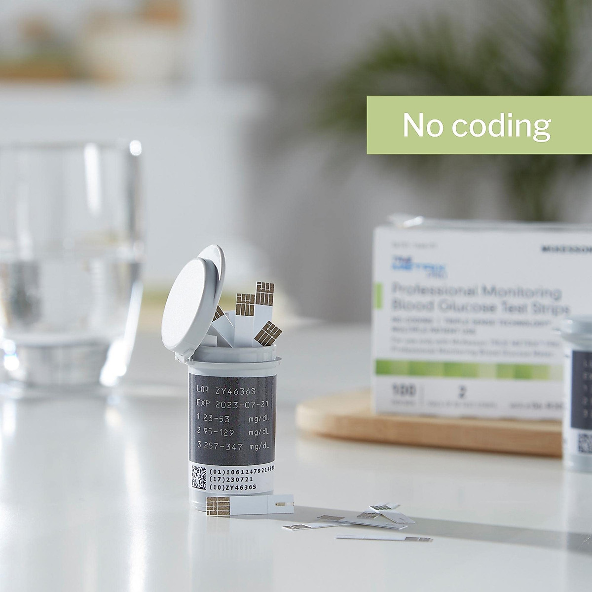 McKesson TRUE METRIX PRO Professional Monitoring Blood Glucose Test Strips - No Coding, Triple Sense Technology, Multiple Patient Use - Vials of Strips, 100 Strips, 1 Pack