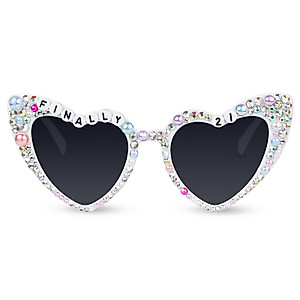 JUSTOTRY 21st Birthday Sunglasses - White Finally 21 Glasses for Women Girl Birthday Outfit Decorations Gifts Accessories
